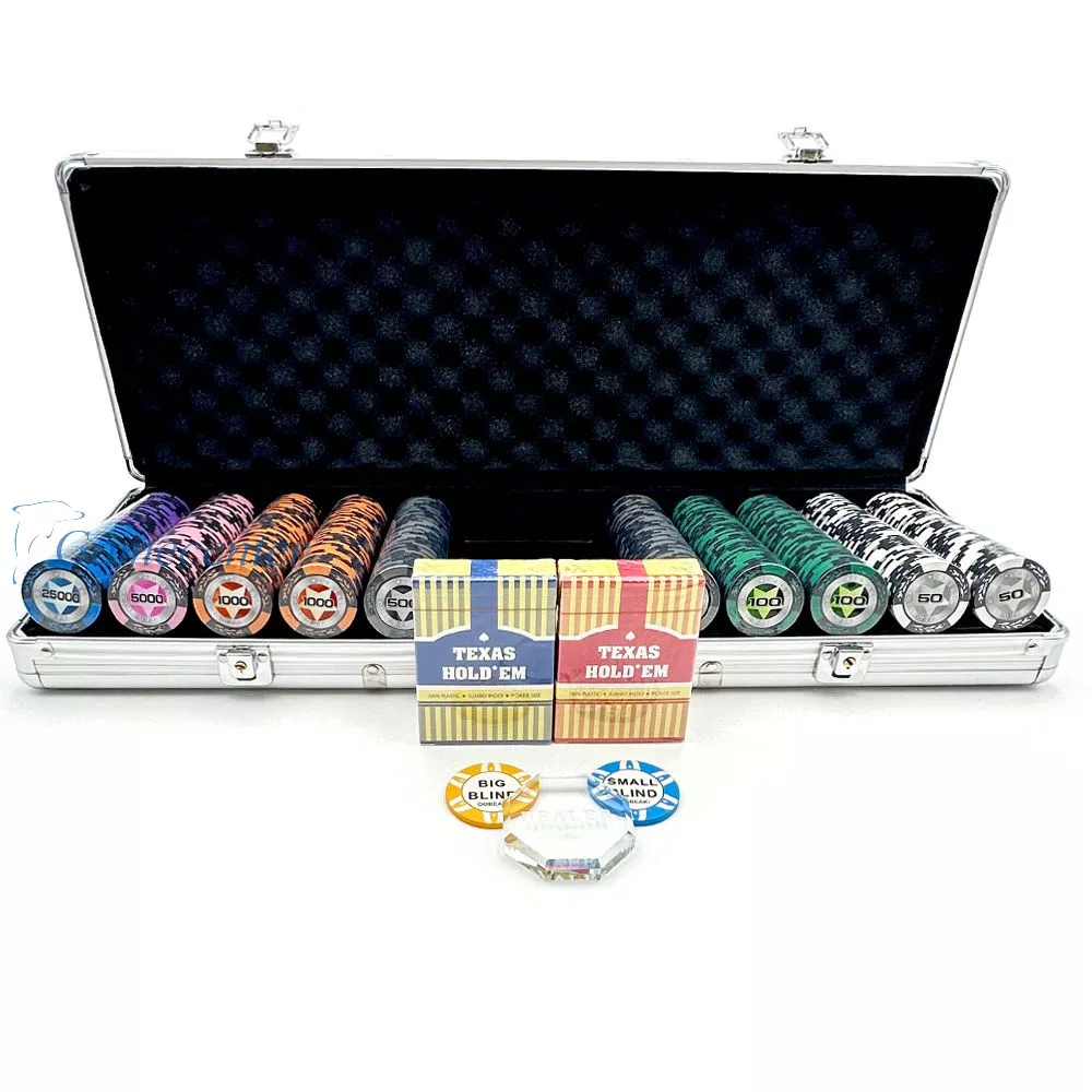Poker set Star 500kom. 13,5g glineni numerisani čipovi, alum